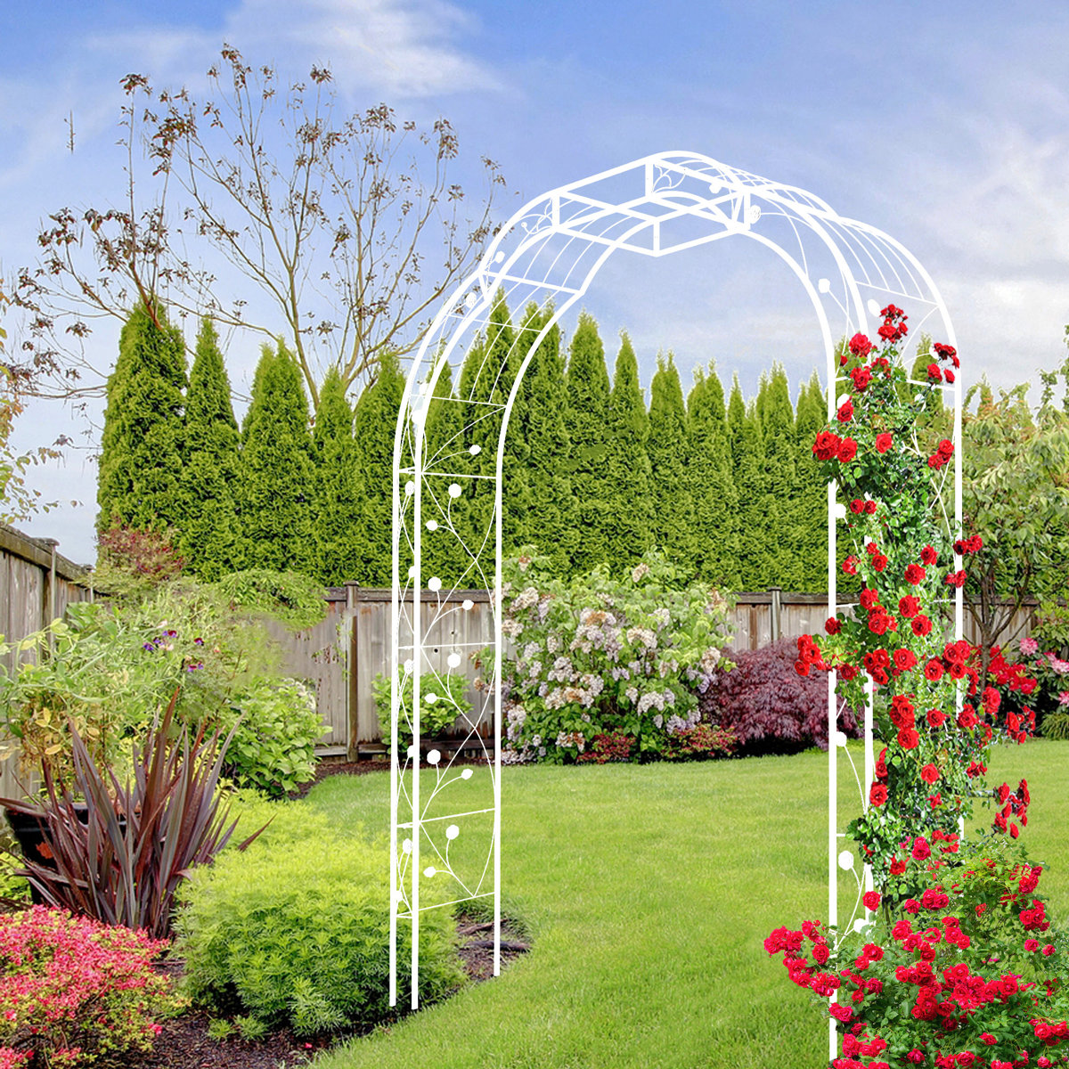 Red Barrel Studio® Durable Metal Garden Arch Trellis – Elegant Outdoor Arbor For Climbing Plants ...